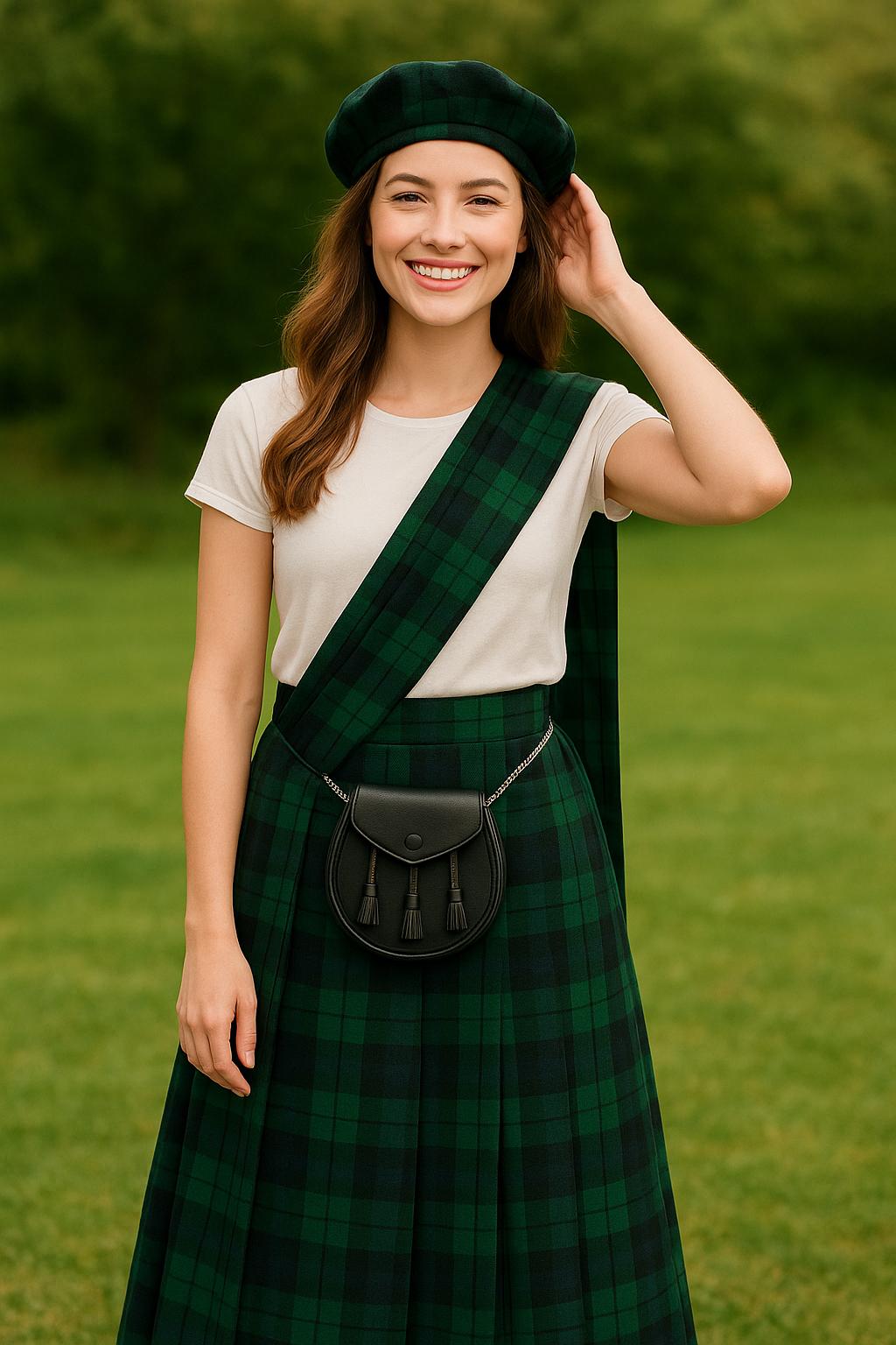 Handmade Tartan Maxi Skirt Outfit Scottish Highland Dress With Sash ...