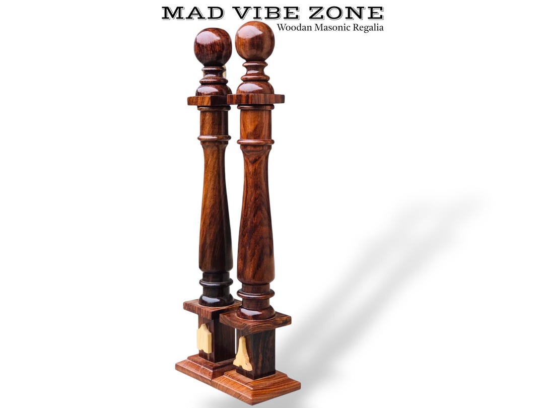 Masonic Regalia Wooden Columns – Senior Warden & Junior Warden Emblems ...