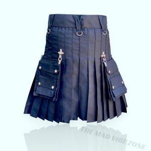 Black Gothic Utility Kilt Scottish Hybrid Style Heavy-duty Cotton Chain ...