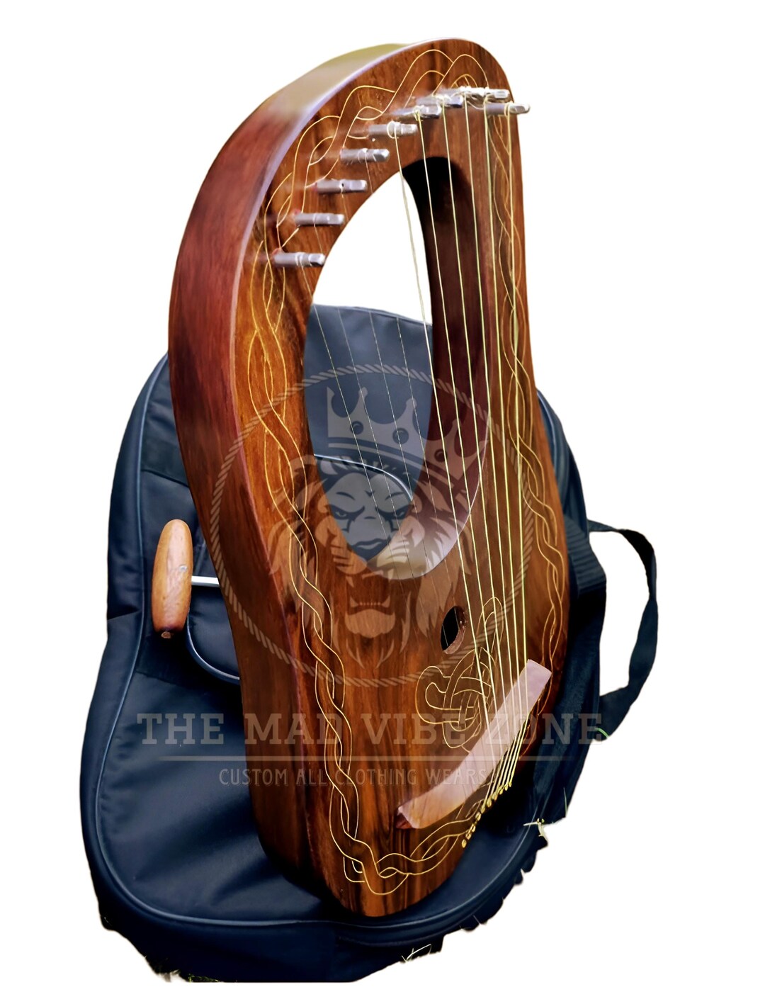 Handmade 10 String Lyre Harp Carving Vintage Color Mahogany Lyre Wooden ...