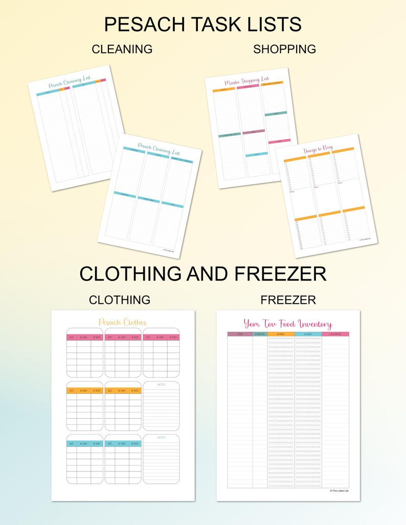 Printable Pesach Planning Pages (color) - Etsy