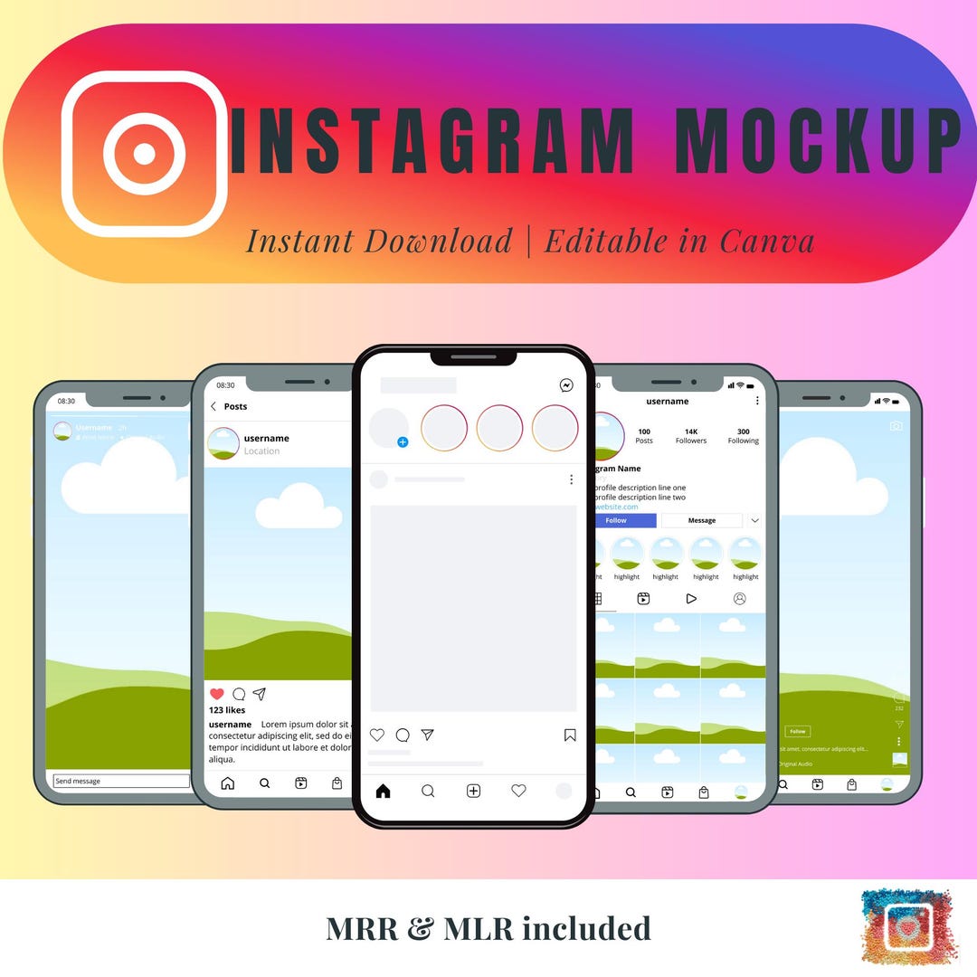 Instagram Profile Mock-up Editable Canva Templates, Social Media ...