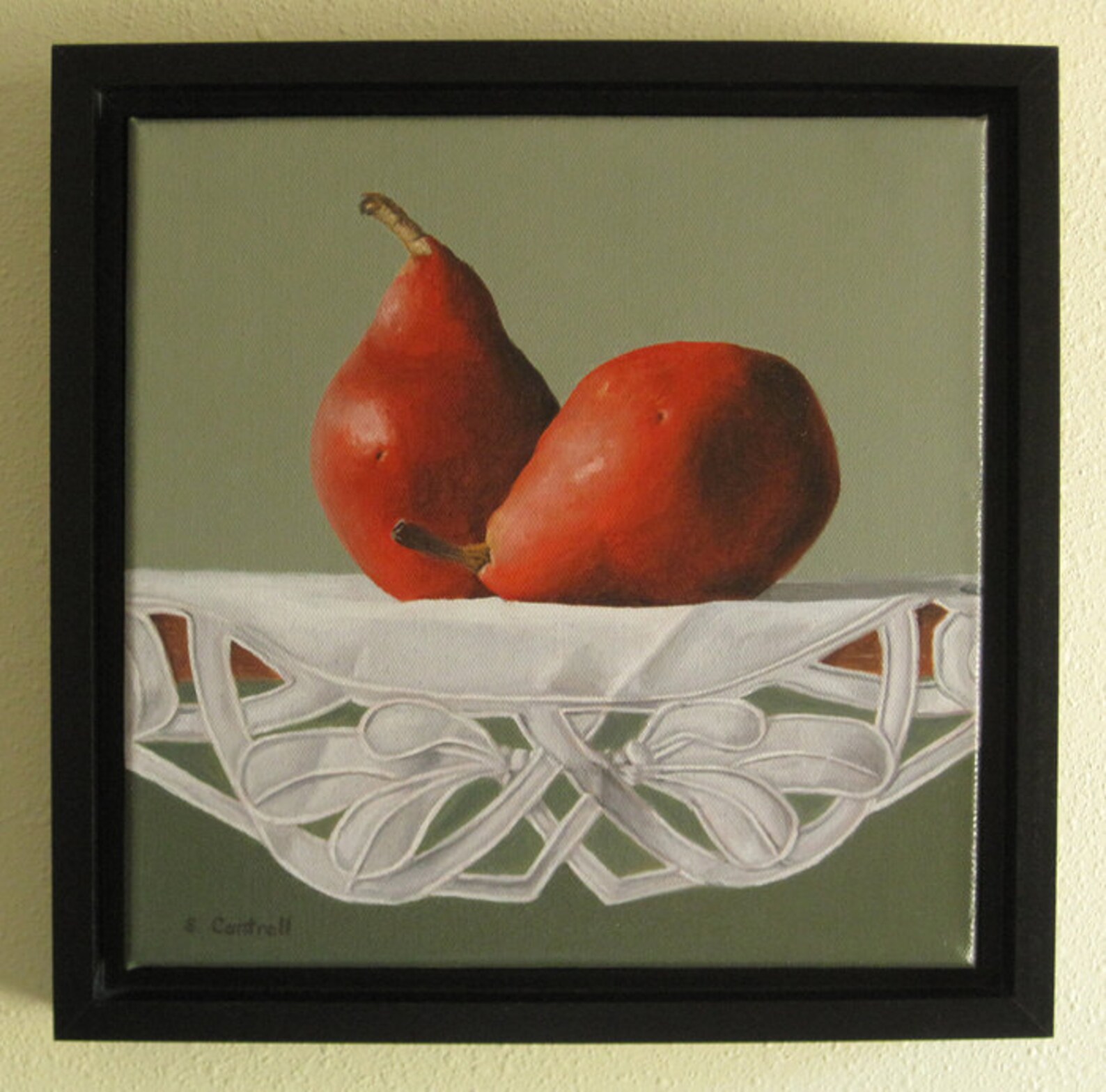 Cutwork and Pears Original Framed Still Life Oil Painting by - Etsy