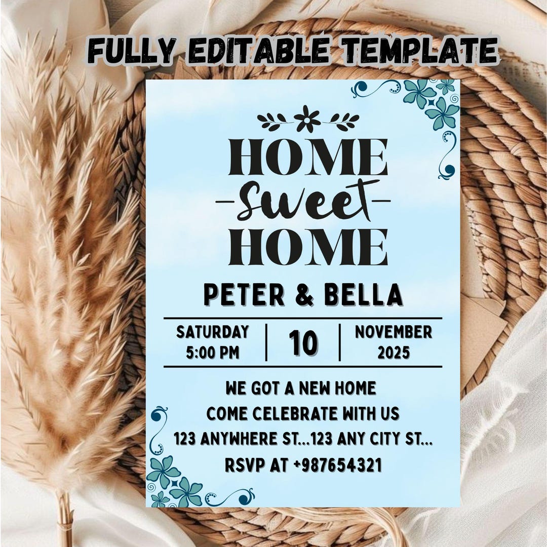 Editable New Home Invitation Template: Housewarming Party (PDF Download ...