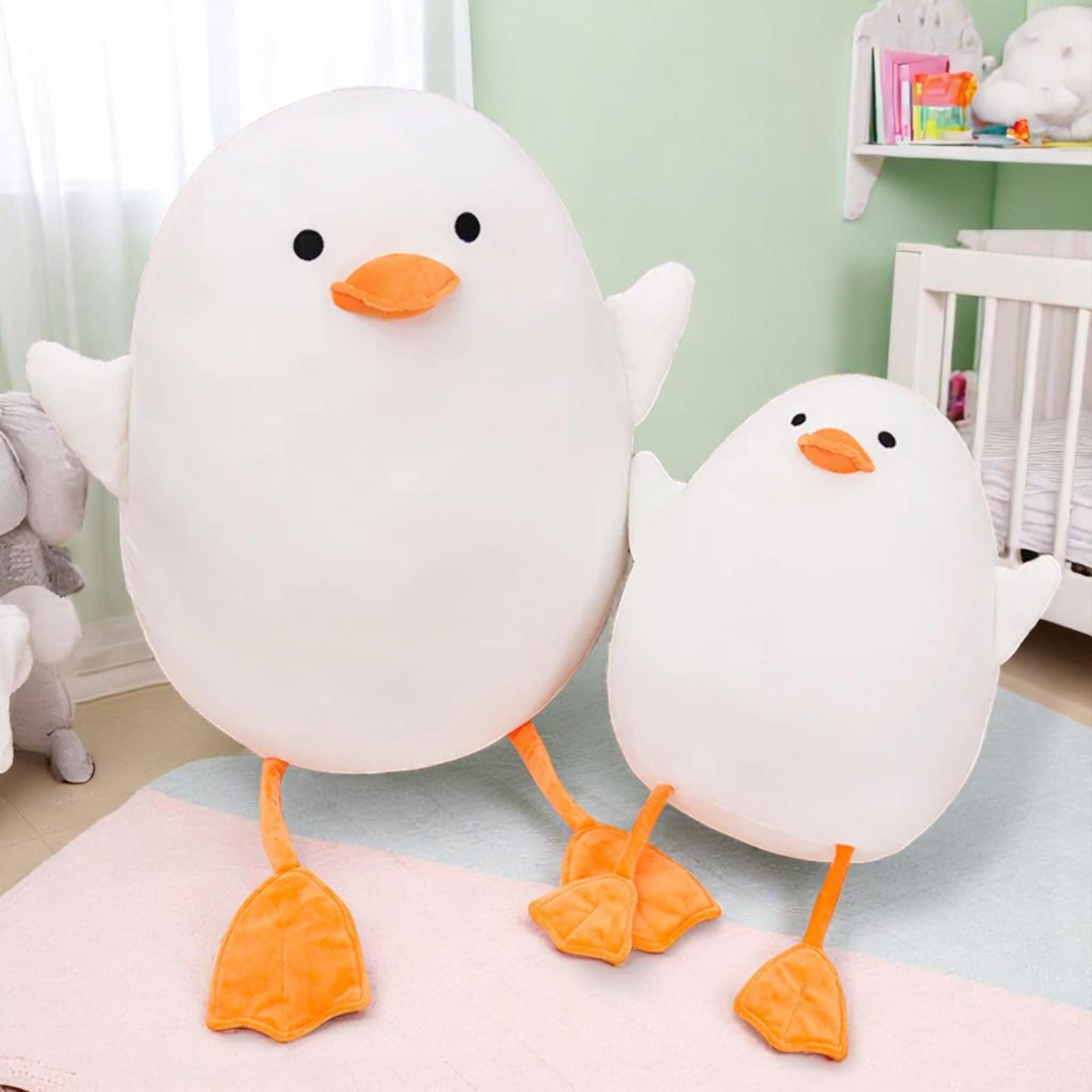 Cozy White Duck Plush Pillow – Soft, Huggable & Adorably Chubby Cushion ...