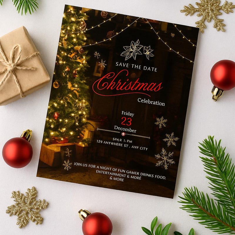 Save the Date Holiday Party Template - Etsy