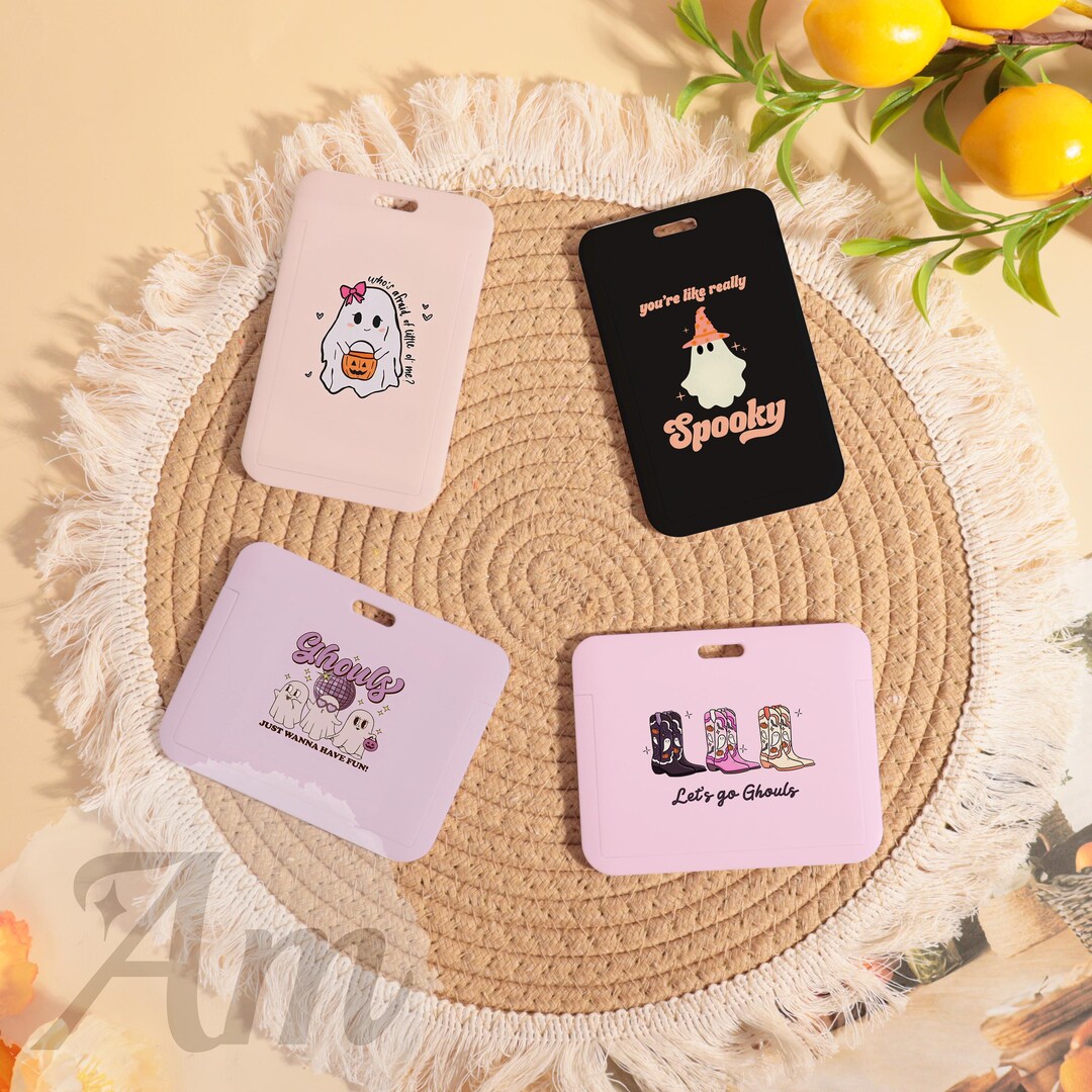 Spooky Halloween ID Card Holder,custom Cute Funny Ghost Pumpkin Badge ...