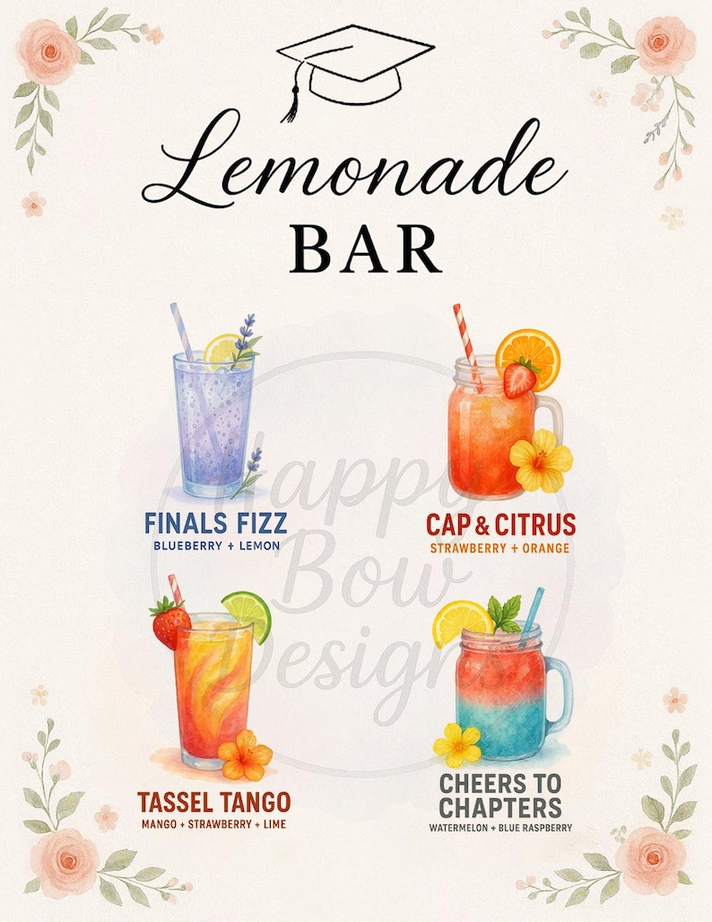 Graduation Party Lemonade Bar Boho Menu Sign Class 2025 Grad Party ...