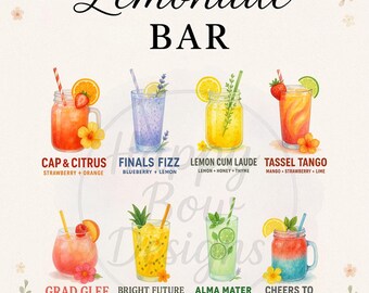 Graduation Party Lemonade Bar Boho Menu Sign Class 2025 Grad Party ...