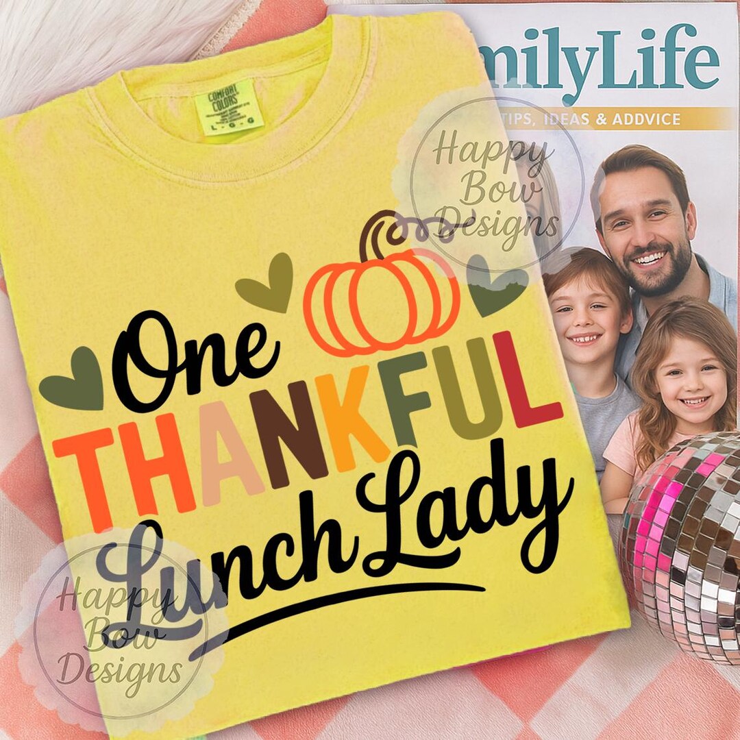 One Thankful Lunch Lady SVG PNG Digital Download Thanksgiving Cafeteria ...