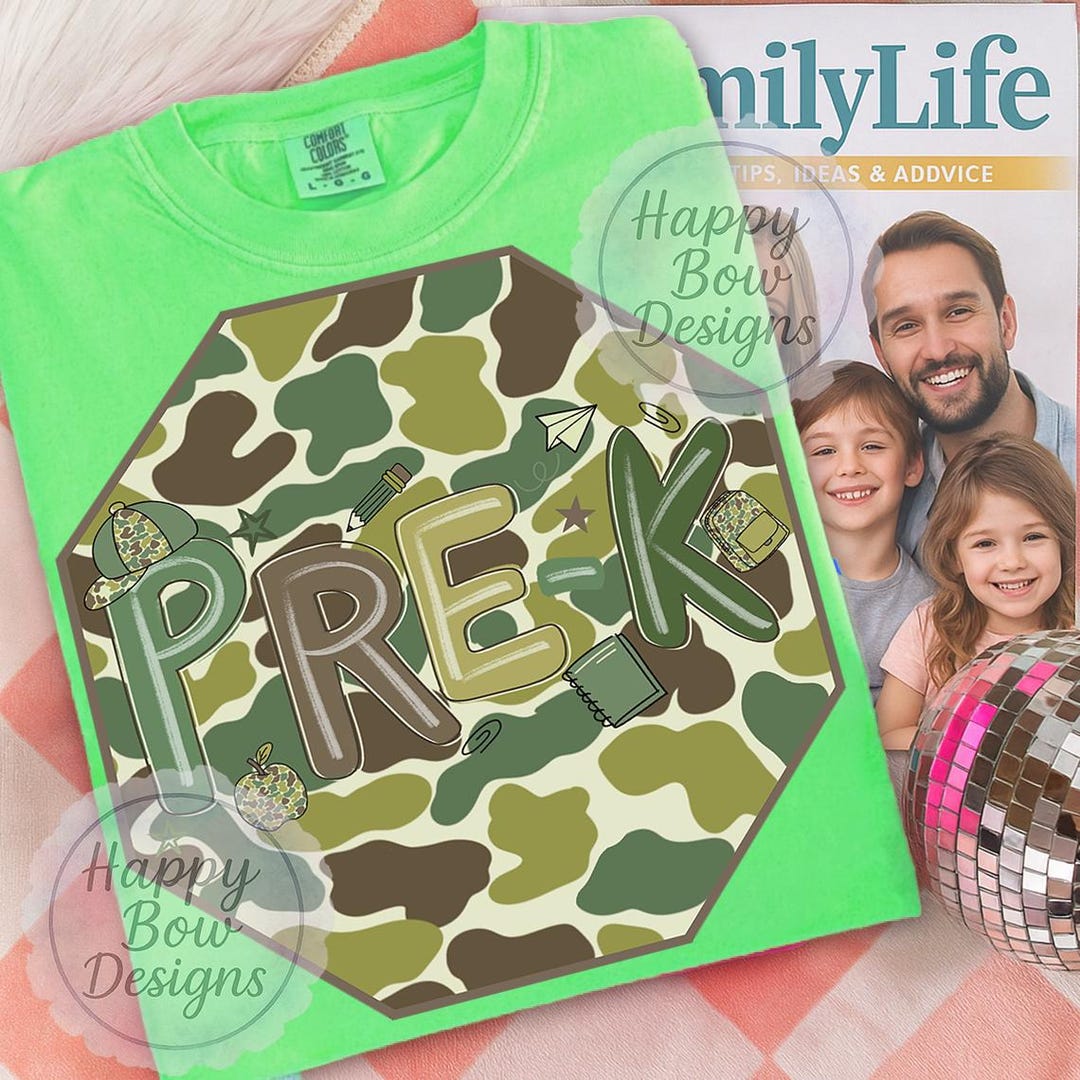 Pre-k Camouflage PNG Digital Download Back to School Sublimation Design ...