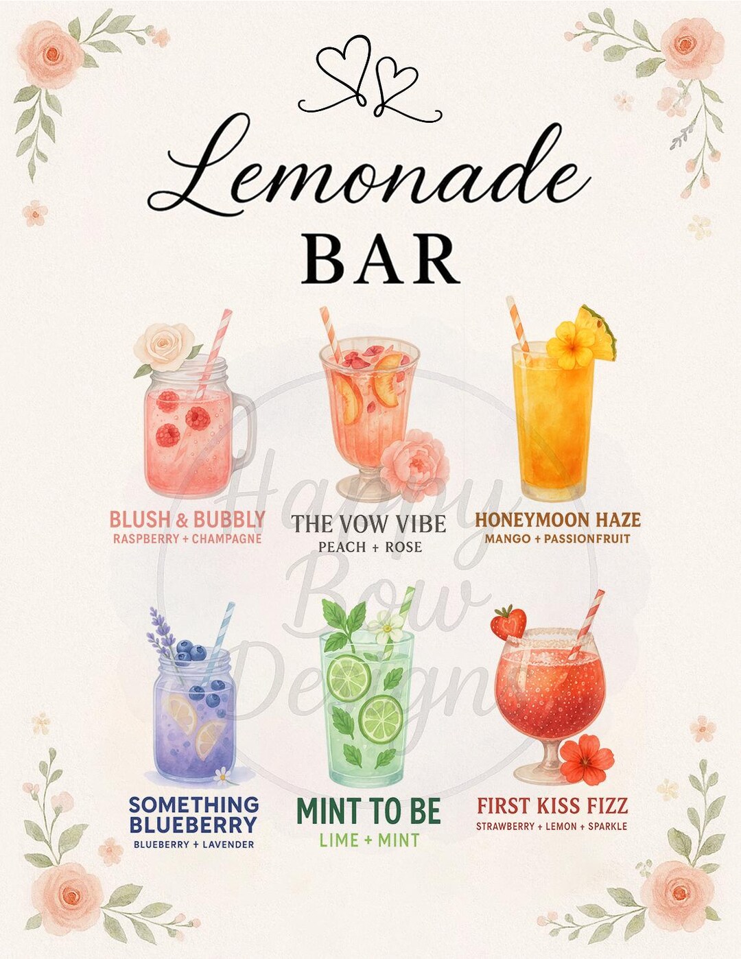 Boho Wedding Party Lemonade Bar Menu Sign Class 2025 Wedding Party ...