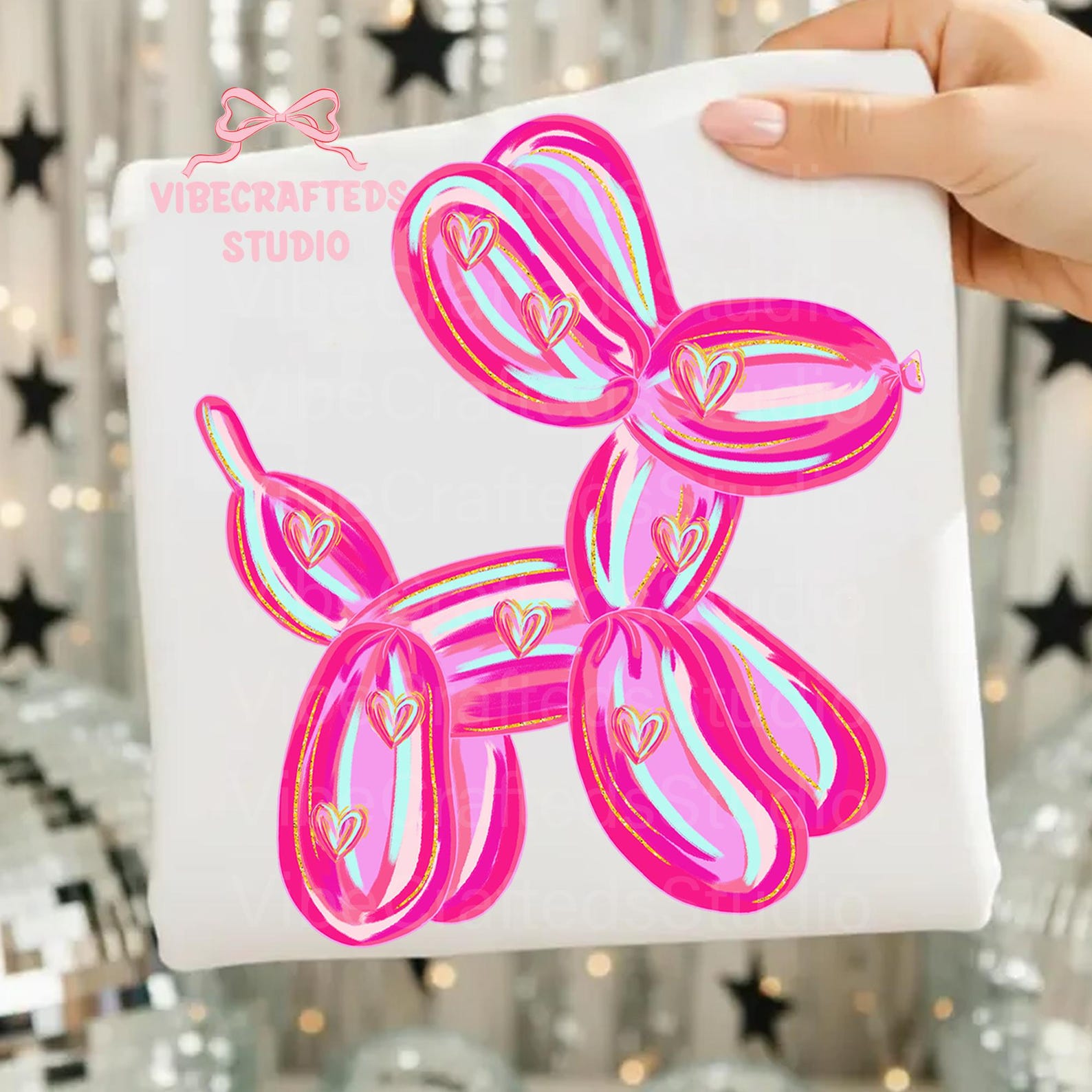 Pink Brushstroke Balloon Dog PNG, Valentine Balloon Animal Clipart ...