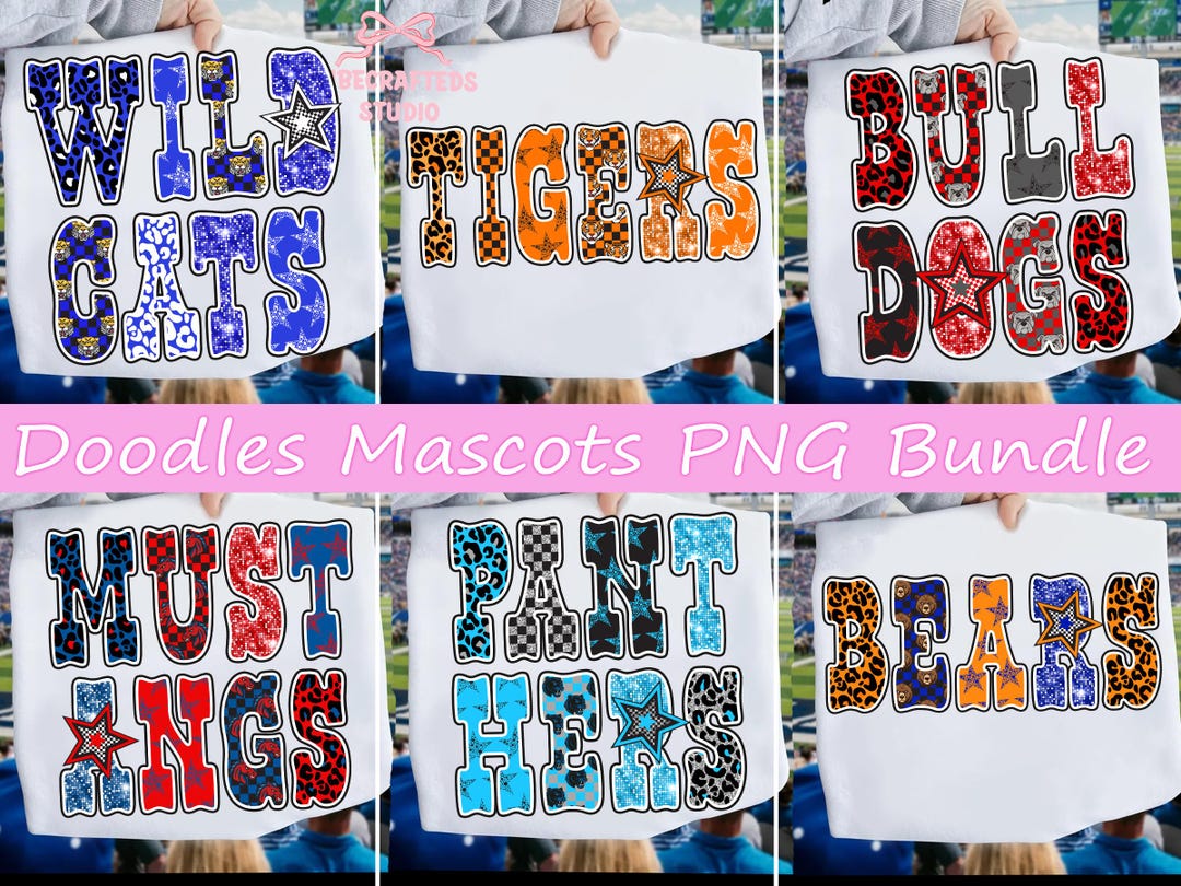 Preppy School Doodles Mascot Png Bundle, Mascot Team Png, School Png ...