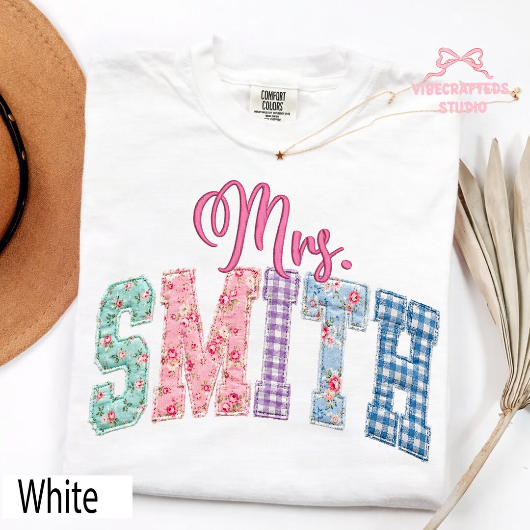 Faux Floral Patchwork Custom Teacher Shirt, Custom Teacher Name Comfort ...