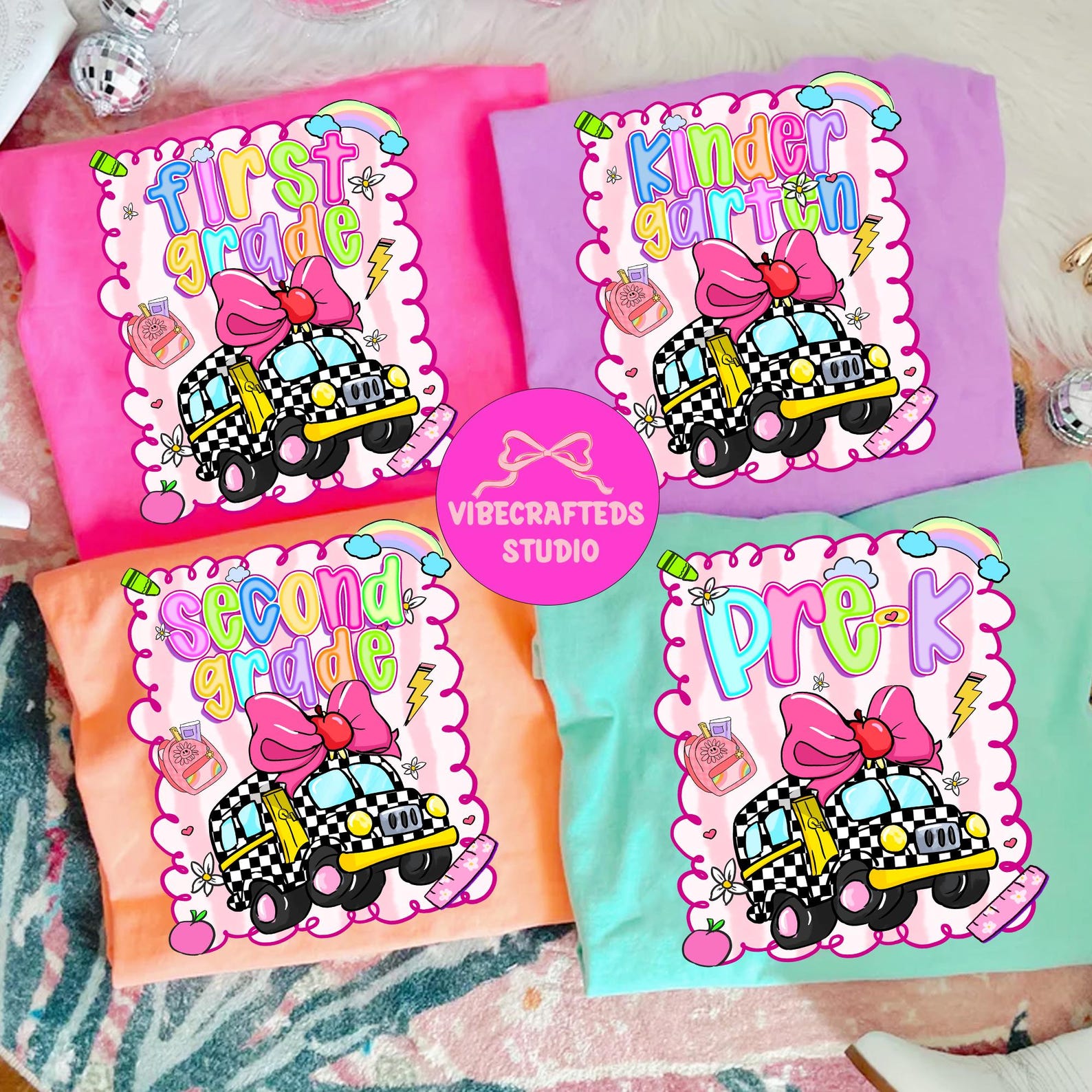 School Bus Back to School PNG Bundle, Cute School Bus for Girl Png ...