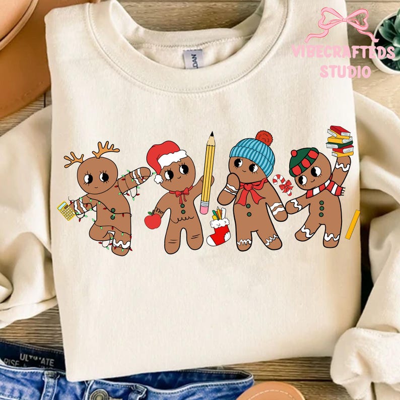 Retro Gingerbread Teacher Png, Retro Gingerbread Png, Funny Christmas ...