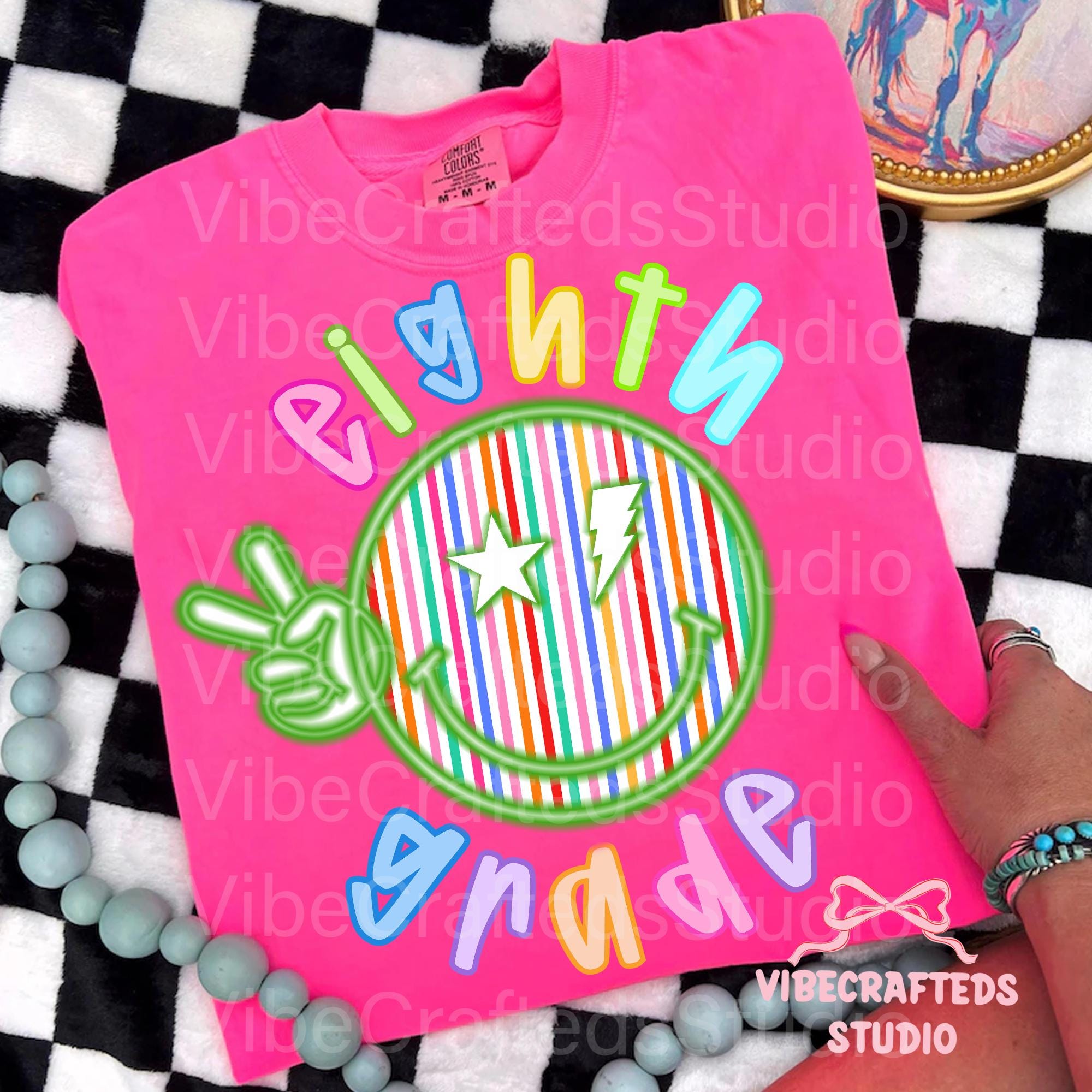 Neon Smiley High School Png Bundle, Funny Back to School Png, Colorful ...