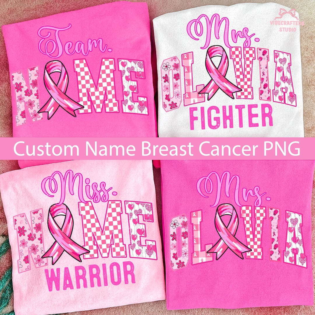 Custom Varsity Breast Cancer Name Png, Custom Name Fighter Png, Warrior ...
