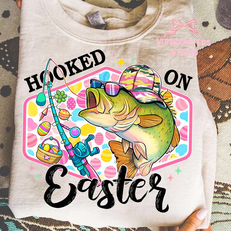 Hooked on Easter PNG, Funny Fishing Easter PNG, Bass Fish Easter Design ...