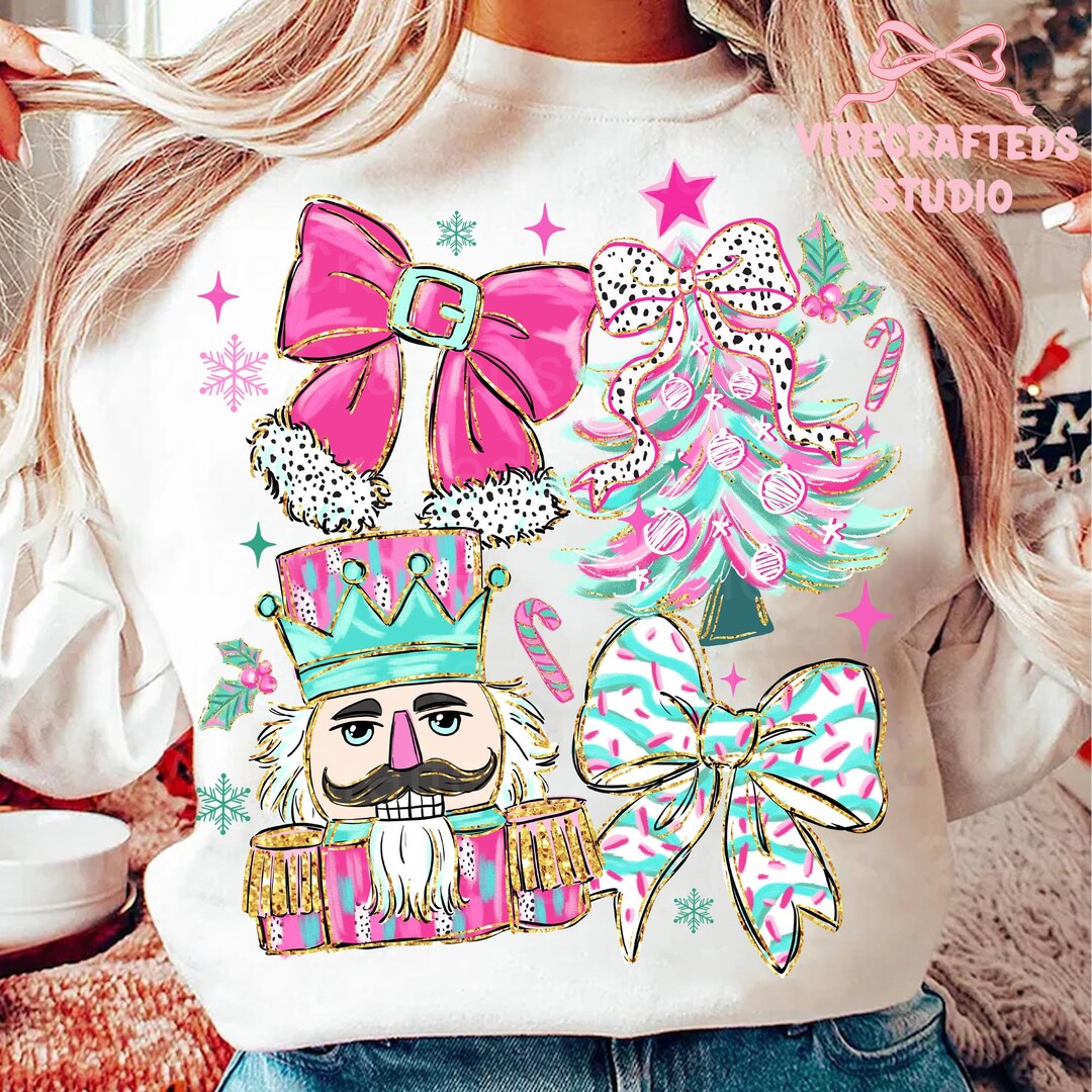 Brushstroke Pink Nutcracker Png, Pink Santa Coquette Png, Christmas ...