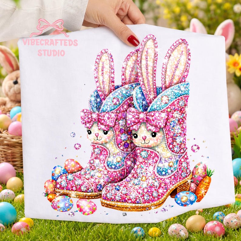 Glitter Bunny Boots Easter PNG, Sparkly Easter Bunny Shoes Design ...