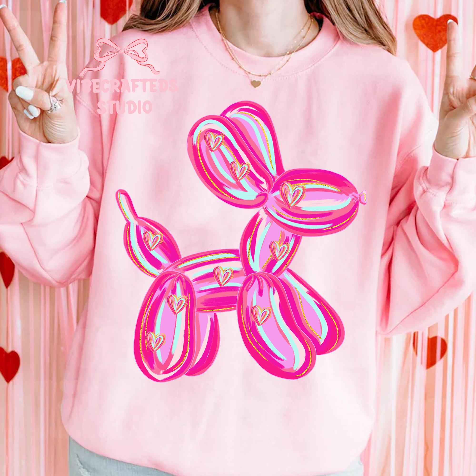 Pink Brushstroke Balloon Dog PNG, Valentine Balloon Animal Clipart ...