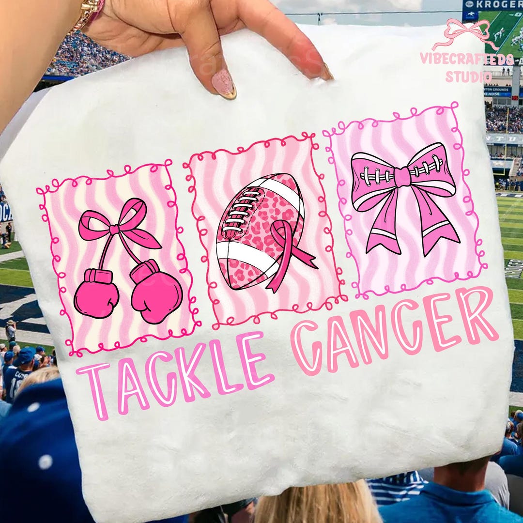 Preppy Tackle Cancer Football Png, Football Coquette Png, Pink Out PNG ...