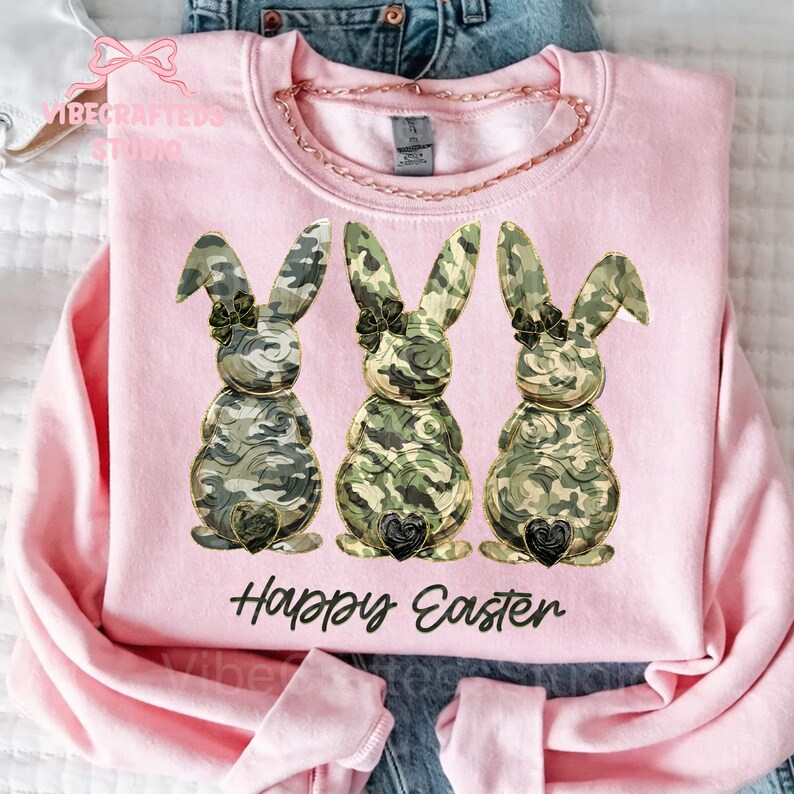 Camo Easter Bunny Png, Hand-painted Camouflage Bunny Png, Easter Rabbit ...
