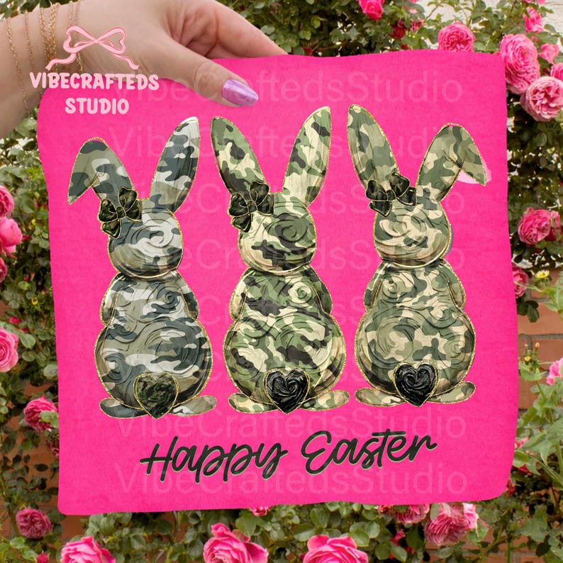 Camo Easter Bunny Png, Hand-painted Camouflage Bunny Png, Easter Rabbit ...