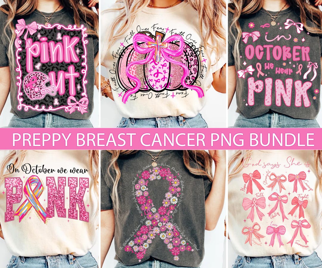 Preppy Breast Cancer Png Bundle, Faith Over Fear Pumpkin Png, Bible ...