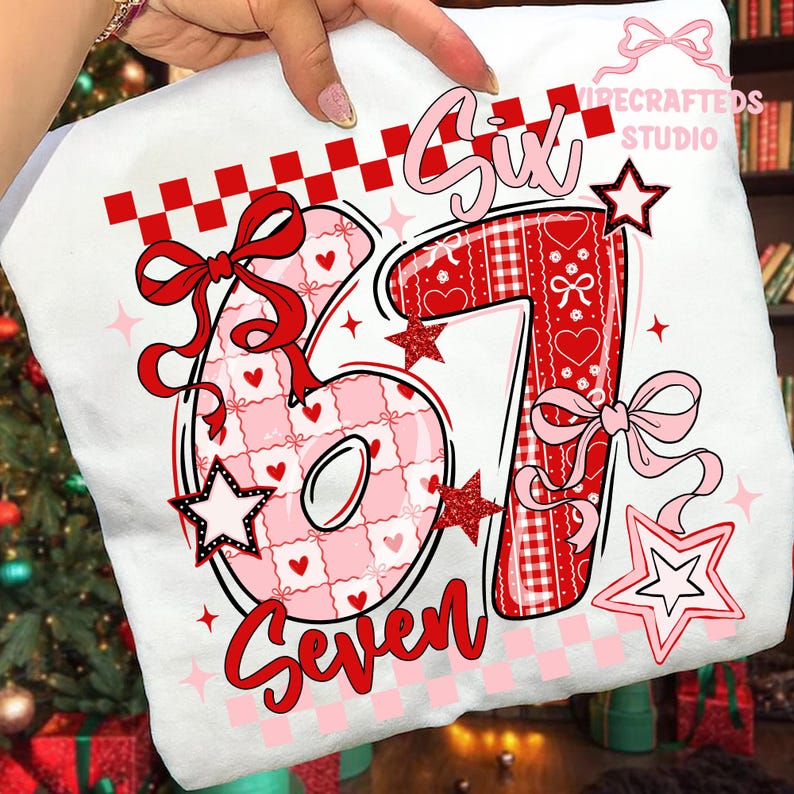 Coquette Valentine 67 Six Seven PNG, Preppy Heart Bow Valentine Number ...