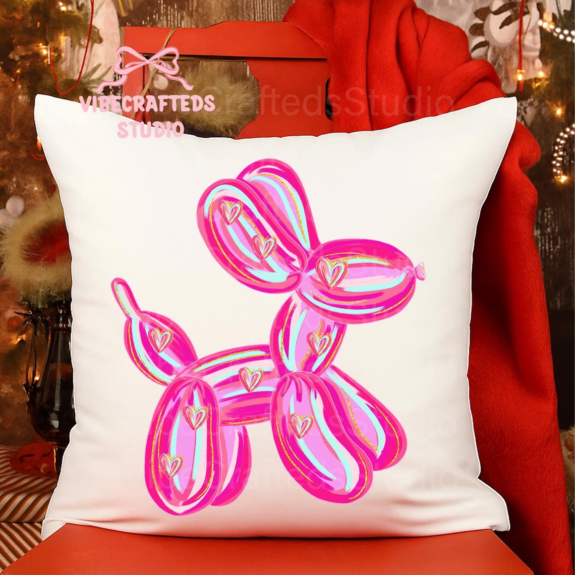 Pink Brushstroke Balloon Dog PNG, Valentine Balloon Animal Clipart ...