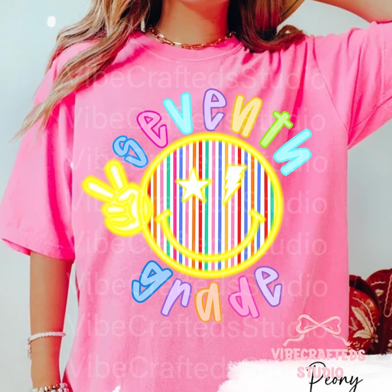 Neon Smiley High School Png Bundle, Funny Back to School Png, Colorful ...