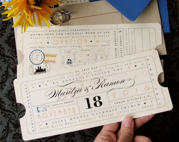 Vintage Ticket Wedding Invitation With Ticket Insert Card - 2 Tickets ...