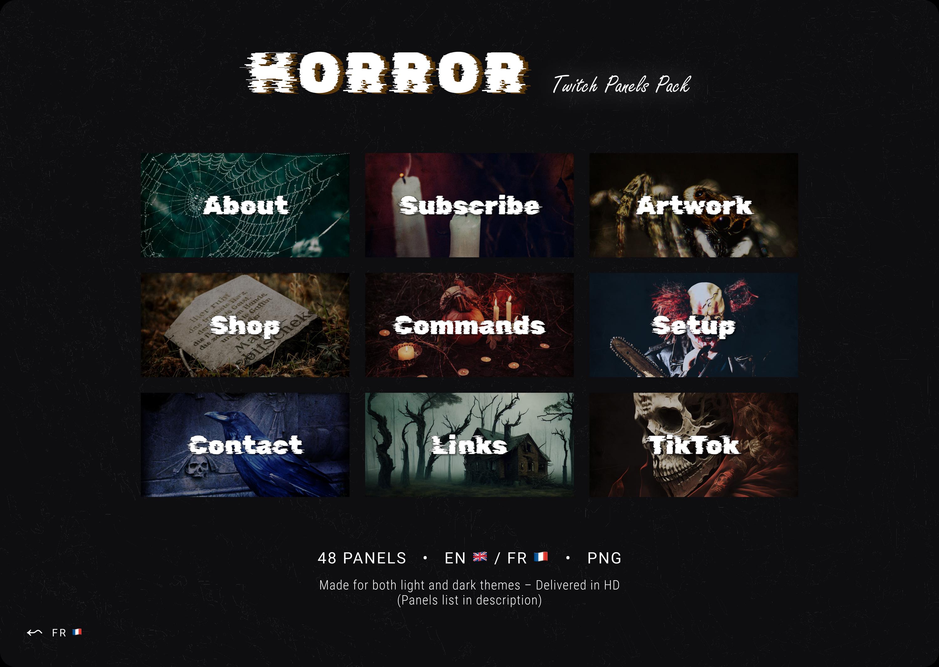 48 Minimalist Horror Twitch Panels, for Halloween | English and French ...