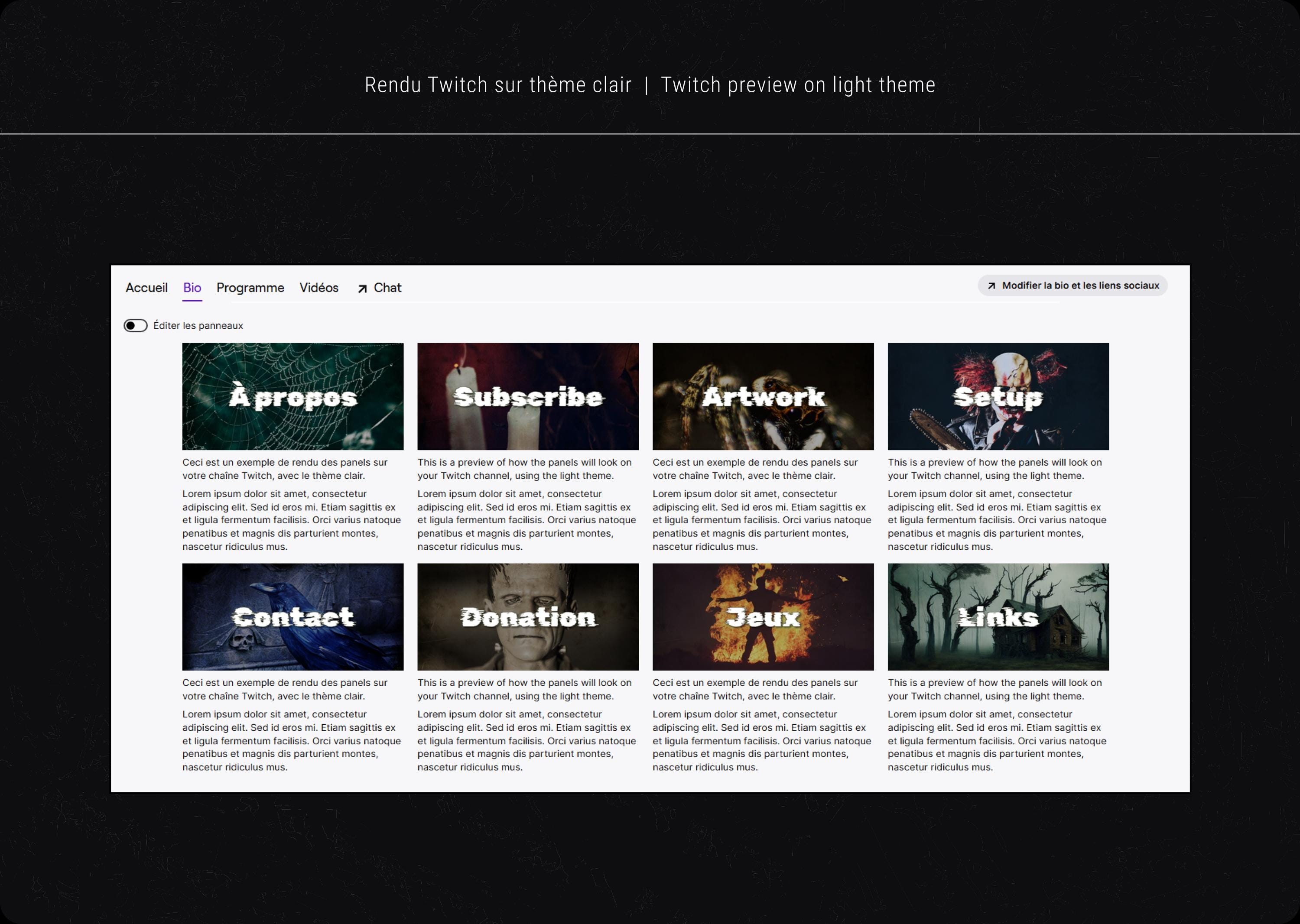 48 Minimalist Horror Twitch Panels, for Halloween | English and French ...