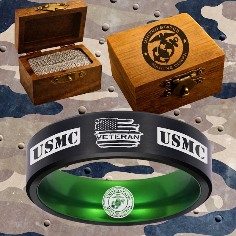 USMC Ring, Marine Corps Jewelry, Veteran Rings, Military Gifts ...