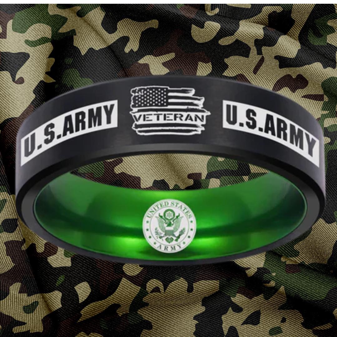 US Army Veteran Military Ring Tungsten Ring US Military Ring Tungsten ...