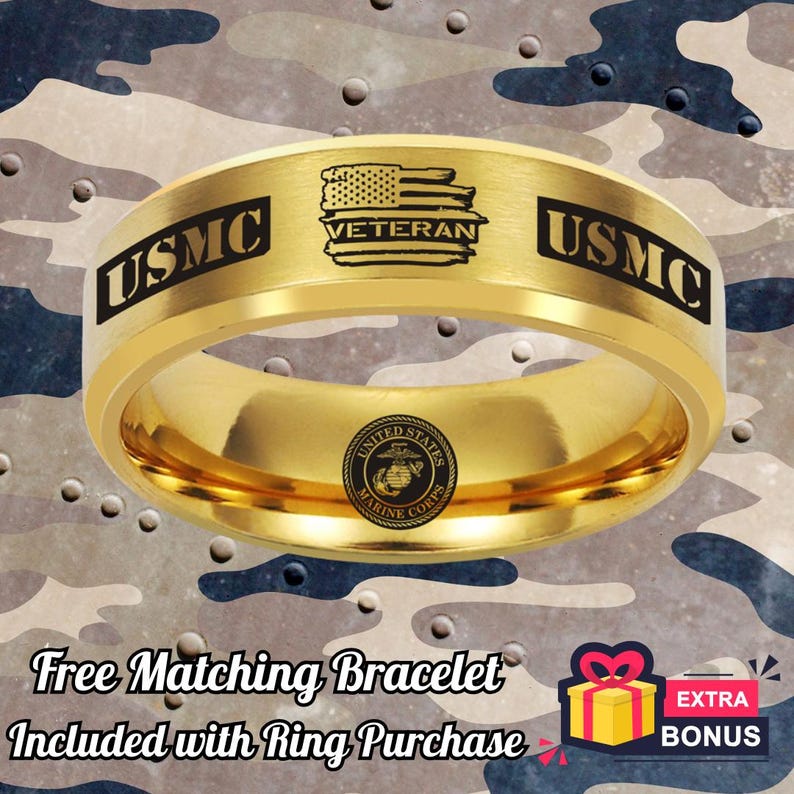 USMC Ring, Marine Corps Jewelry, Veteran Rings, Military Gifts ...
