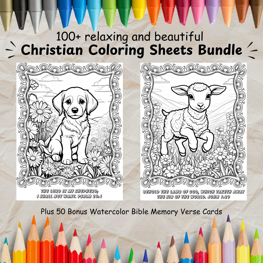 100+ Bible Verse Coloring Pages Printable Bundle for Inspiration and ...