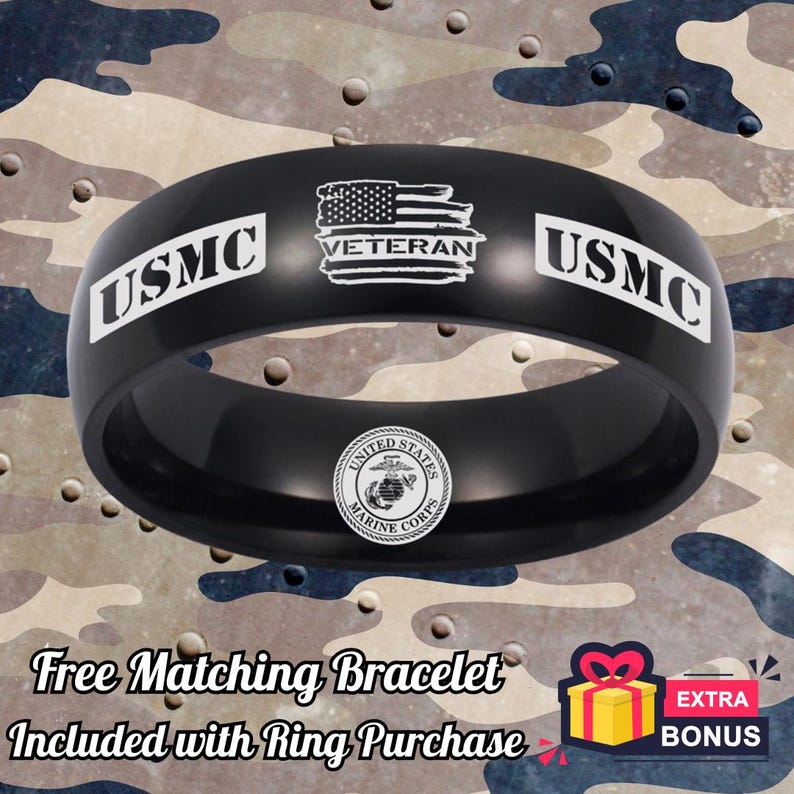 USMC Ring, Marine Corps Jewelry, Veteran Rings, Military Gifts ...
