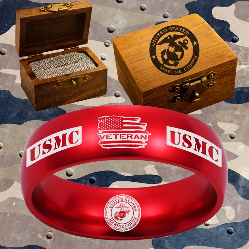 USMC Ring, Marine Corps Jewelry, Veteran Rings, Military Gifts ...