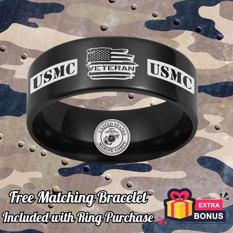 USMC Ring, Marine Corps Jewelry, Veteran Rings, Military Gifts ...