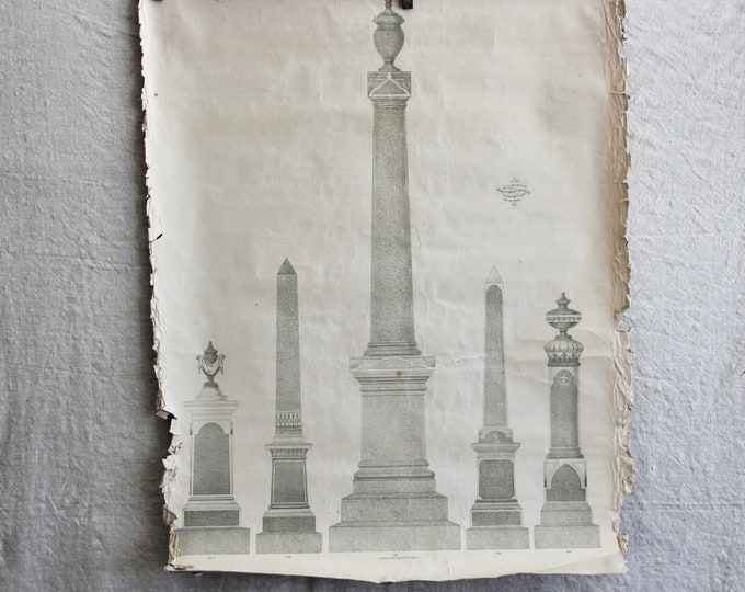 Antique Trade Poster of Cemetery Monuments Great Industrial Graphic - Etsy