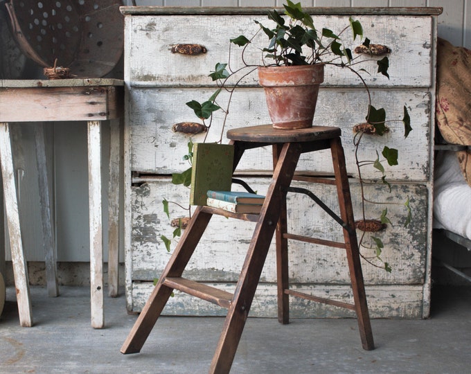 Vintage 2 Step Natural Wood Folding Step Stool Ladder Plant - Etsy
