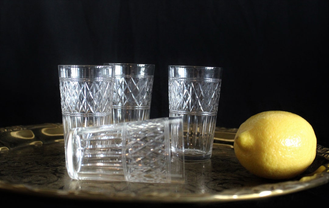 4 Vintage Cut Glass Elegant Lead Crystal Whiskey Cocktail Tumbler ...