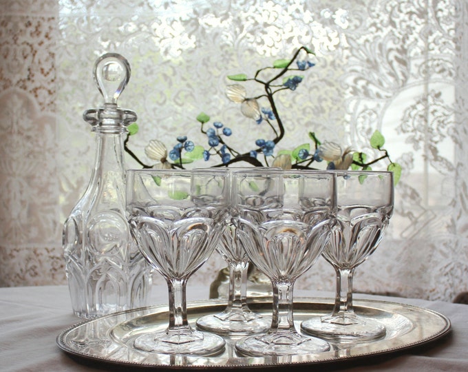 4 Antique EAPG Pattern Flint Glass Goblets - Etsy