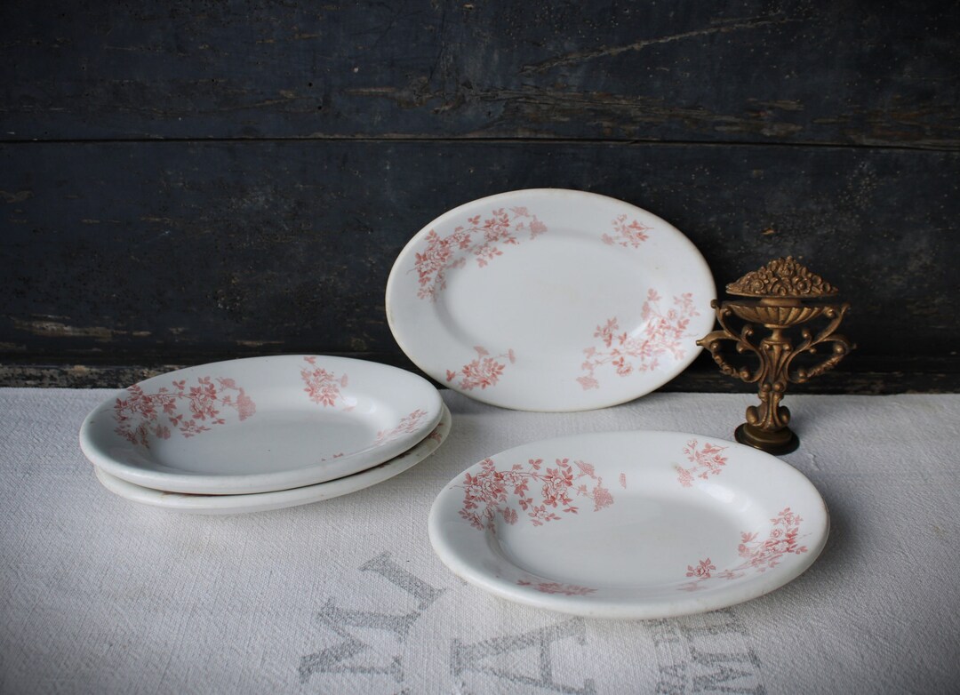 4 Antique English Staffordshire T & R Boote - the Engadine Small Chunky ...