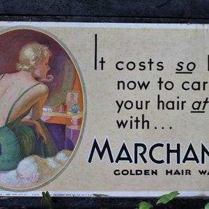 Vintage Marchand's Golden Hair Wash Cardboard Store Advertising Display ...